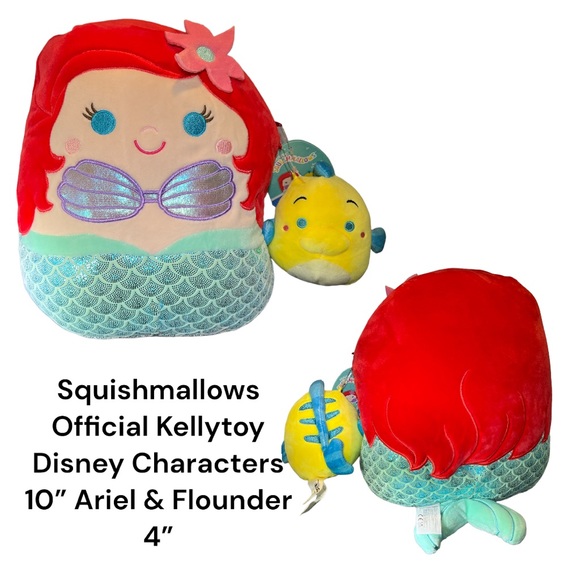 Kellytoy | Toys | Squishmallows Official Kellytoy Disney Ariel With 4 ...